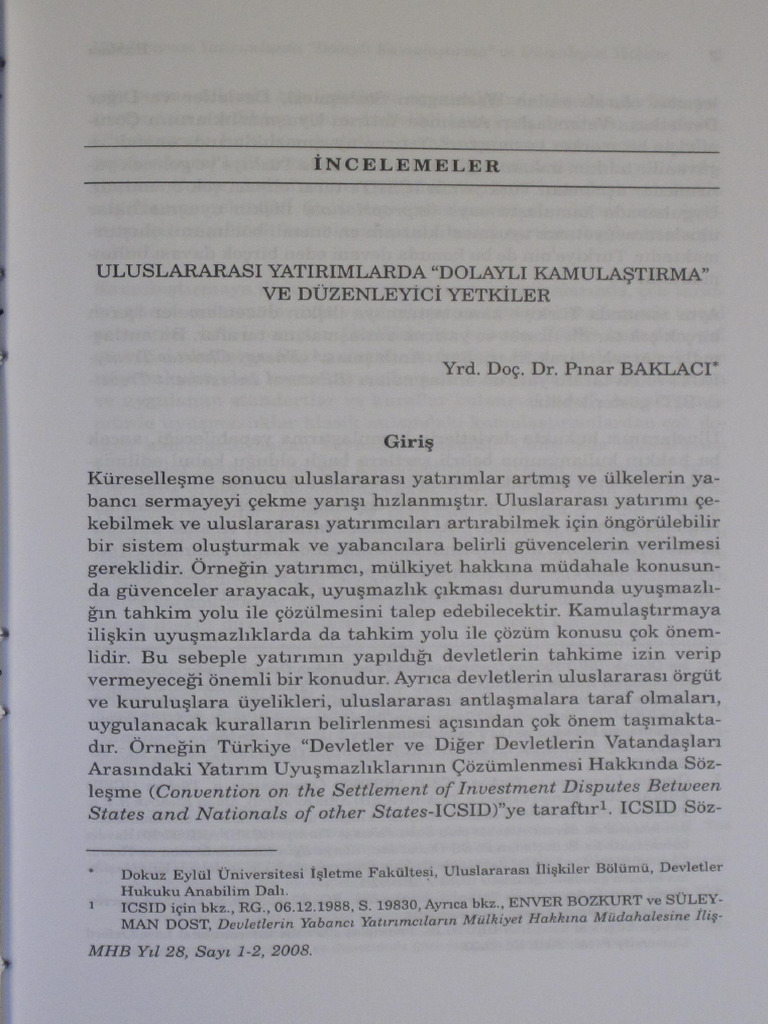 Uluslararasi Yatirimlarda - Dolayli Kamula - Tirma - Ve D - Zenley - C - Yetk - Ler (#117157 ...