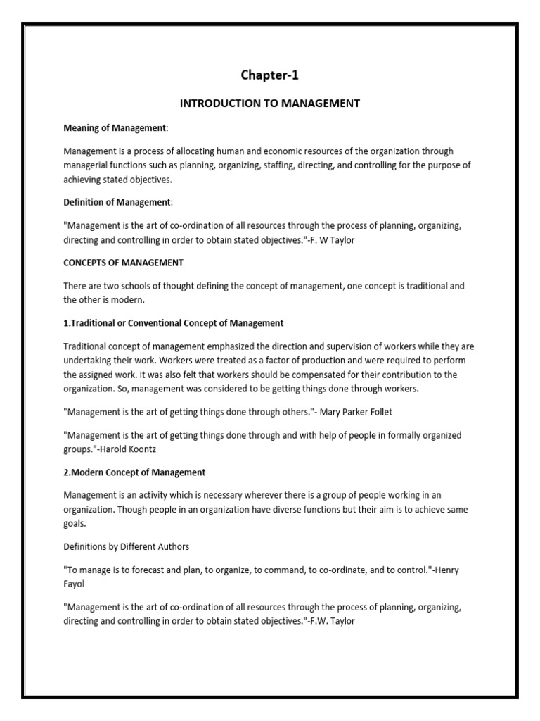 Chapter-1 Management | PDF