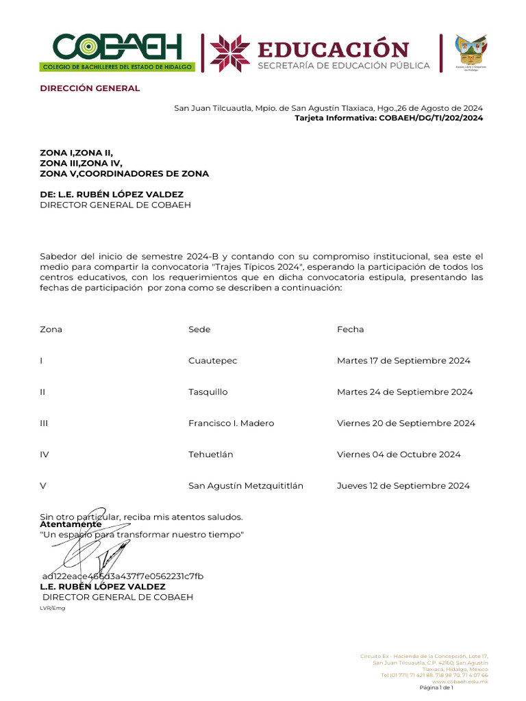 Dirección General: Zona I, Zona Ii, Zona Iii, Zona Iv, Zona V ...