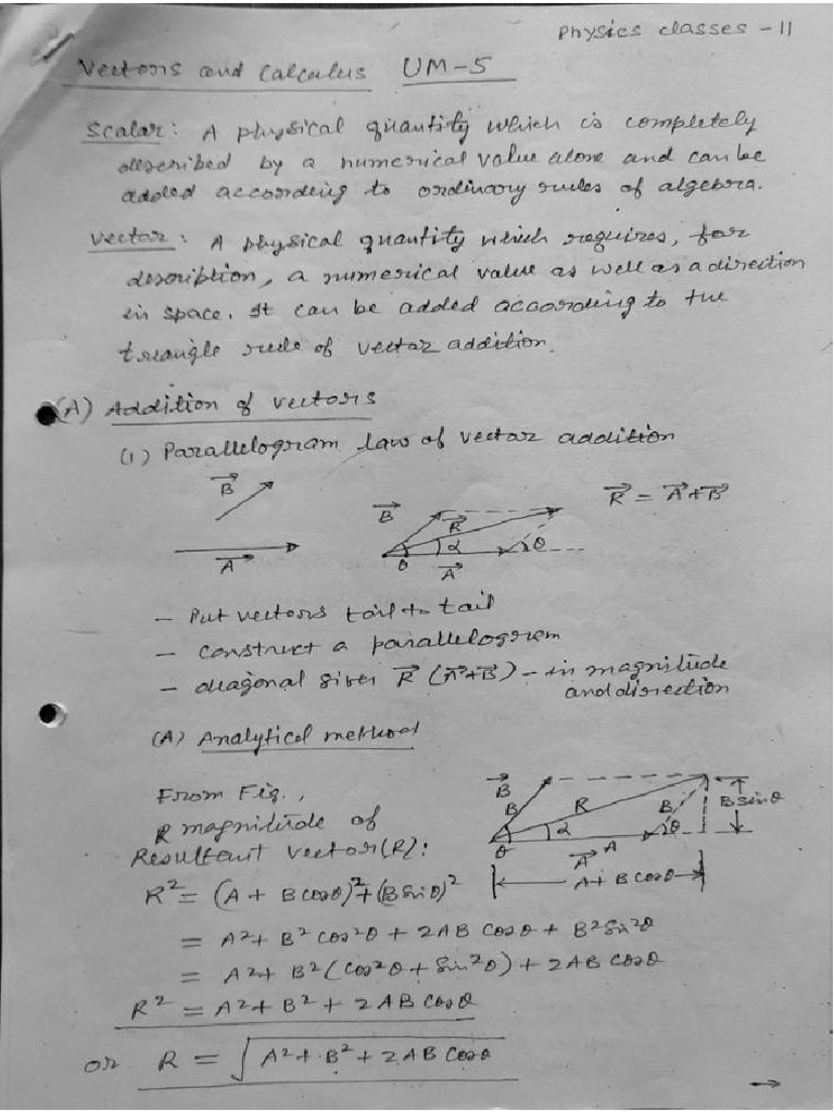 UM - 5 Vectors and Calculas | PDF