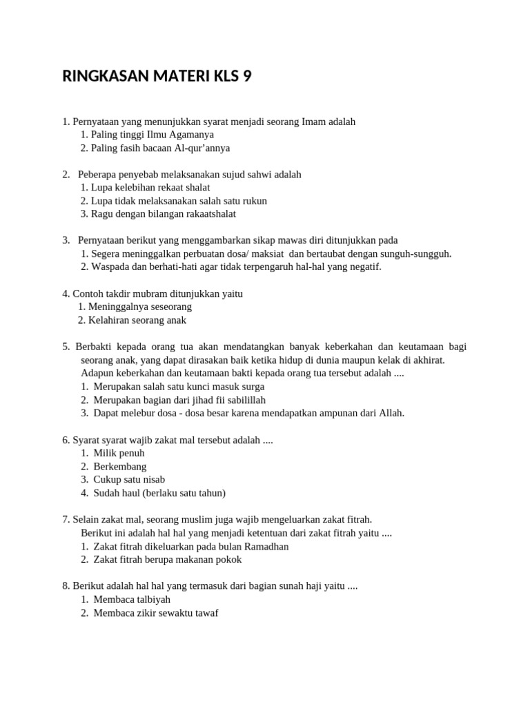 Ringkasan Materi Kls 9 | PDF