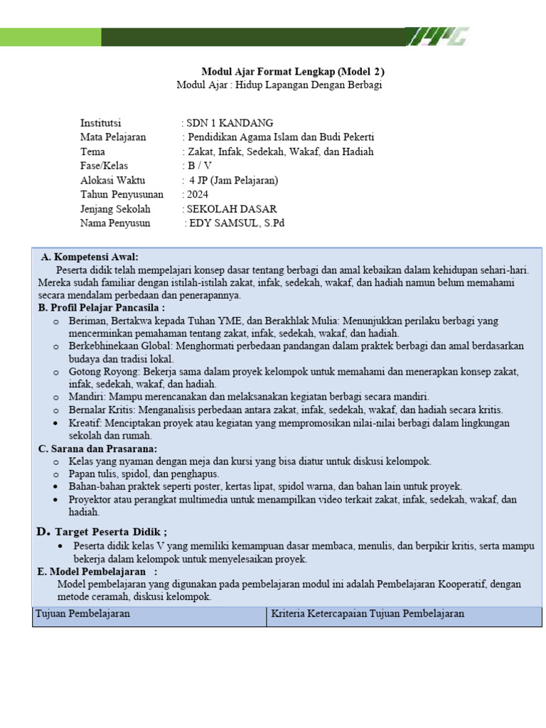 Modul Ajar Format Lengkap-EDY | PDF