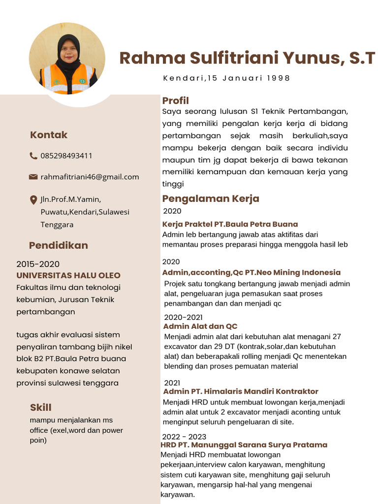 CV Rahma S.T | PDF