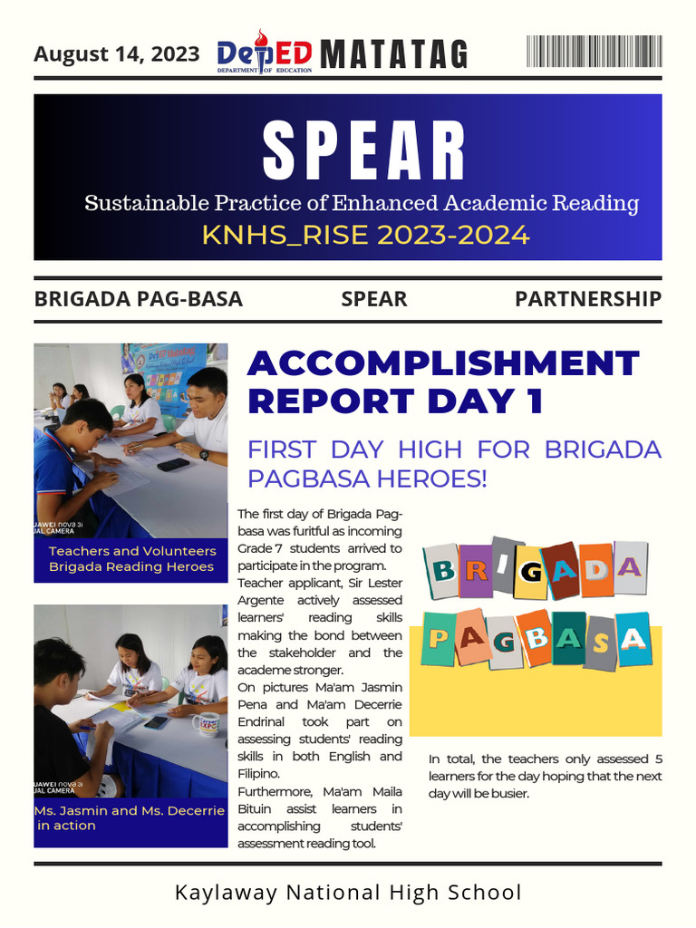 BRIGADA PAGBASA ACCOMPLISHMENT REPORT | PDF