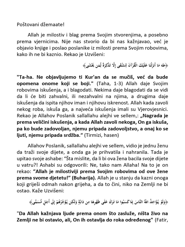 Hutba Allahova Milost 10.05 | PDF