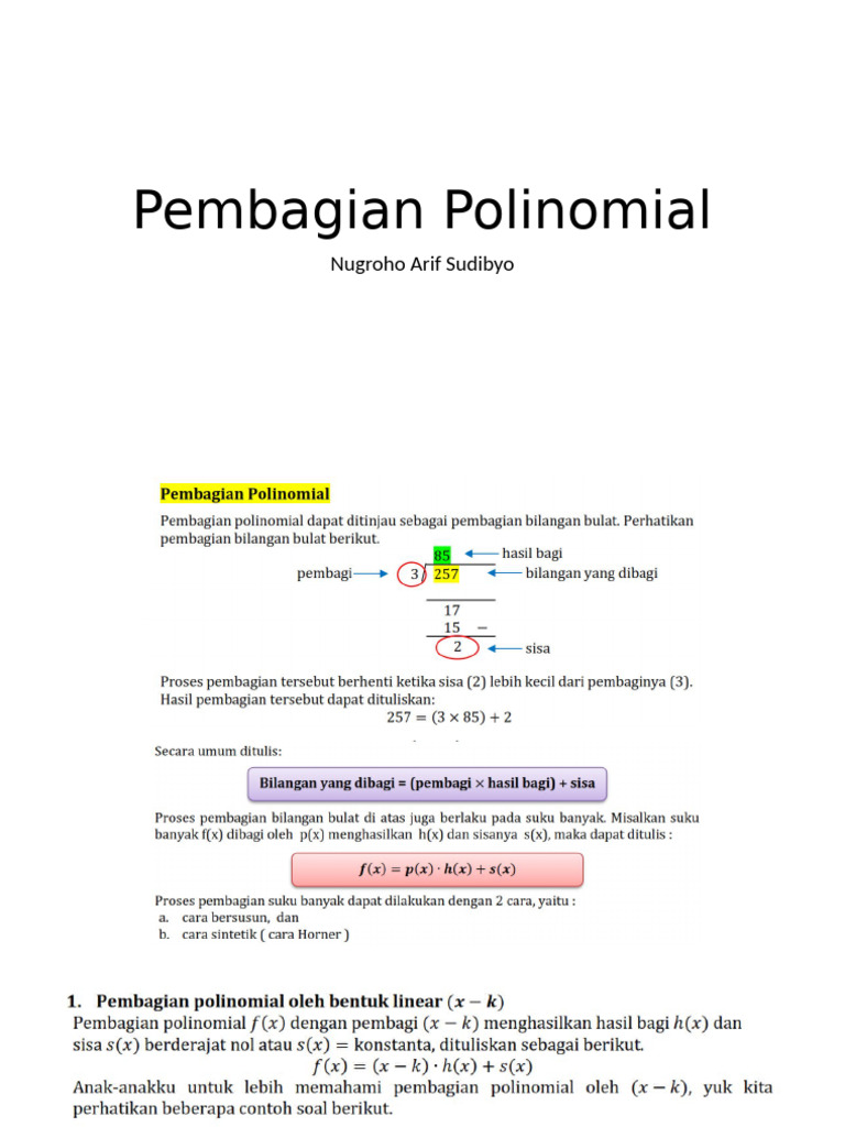 Pembagian Polinomial | PDF