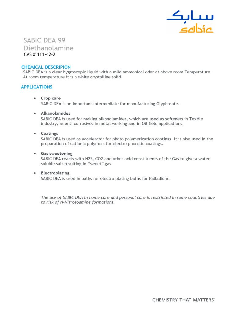 TDS - DEA Spec_Sabic | PDF