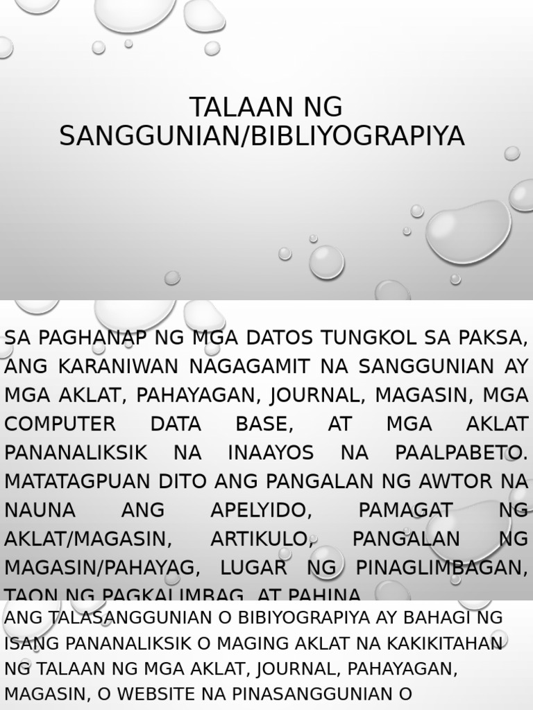 Talaan NG Sanggunian | PDF