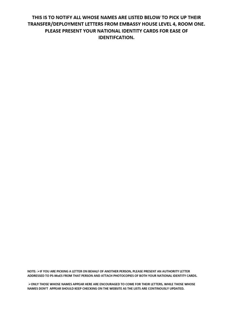 Transfer Deployment Letters | PDF