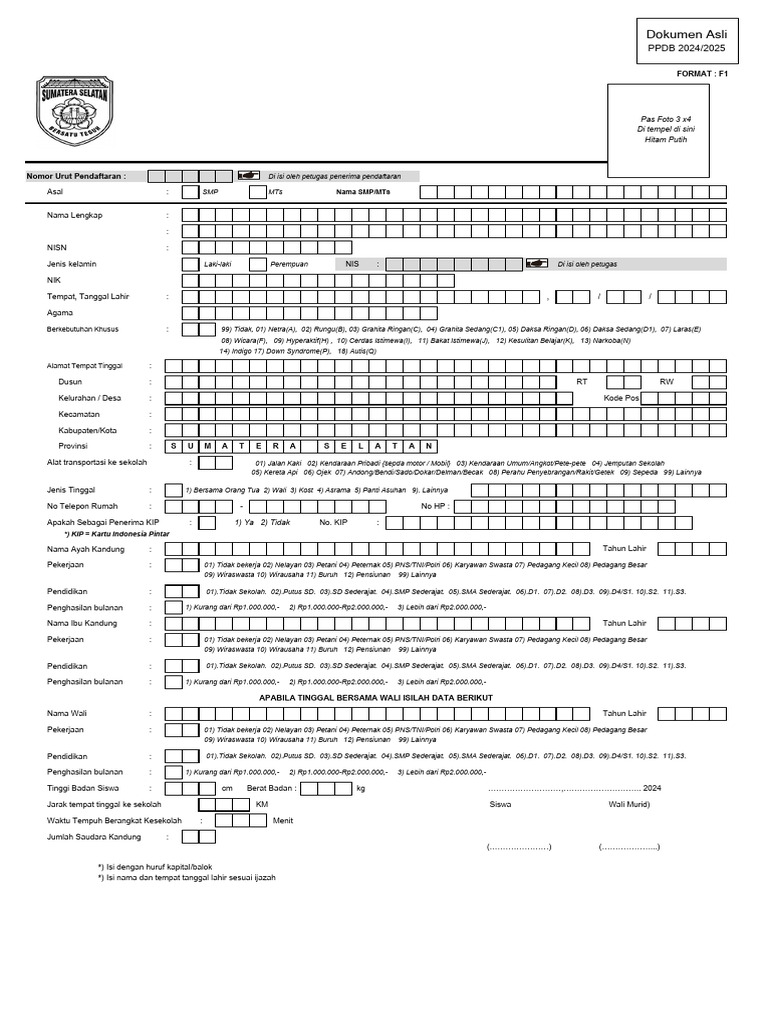 Formulir PPDB 2024-2025-1 | PDF