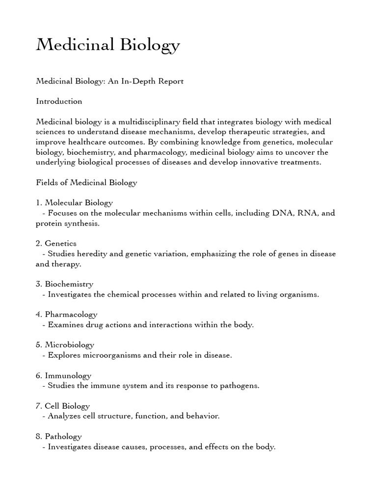 Medicinal Biology Report | PDF