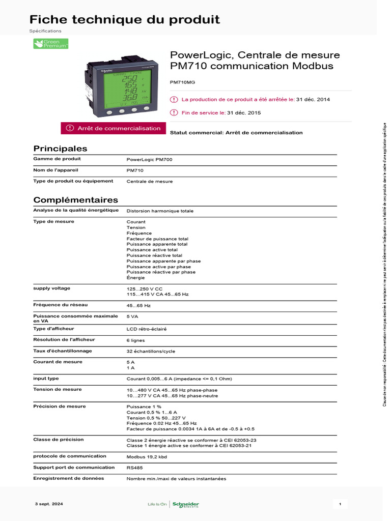 Schneider Electric - PowerLogic-PM700-series - PM710MG | PDF