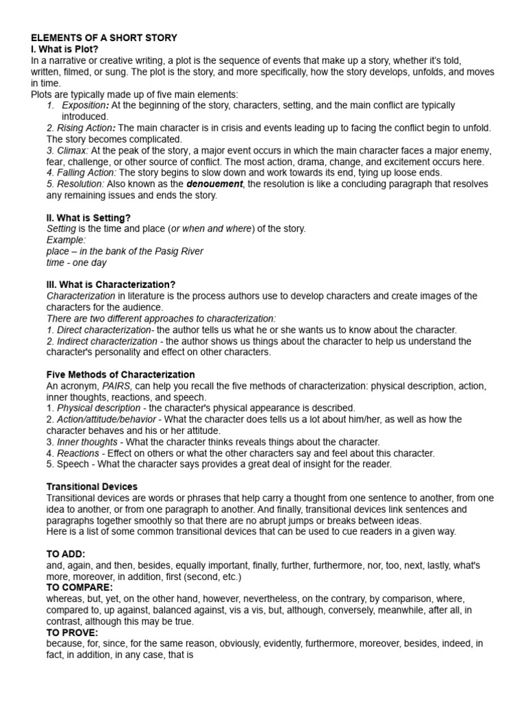 Elements of A Short Story | PDF
