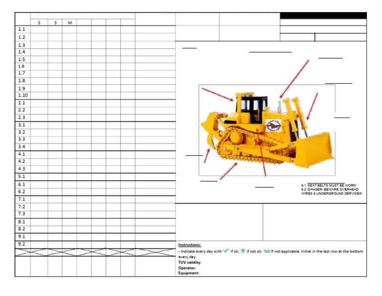 Bull Dozer Checklist | PDF