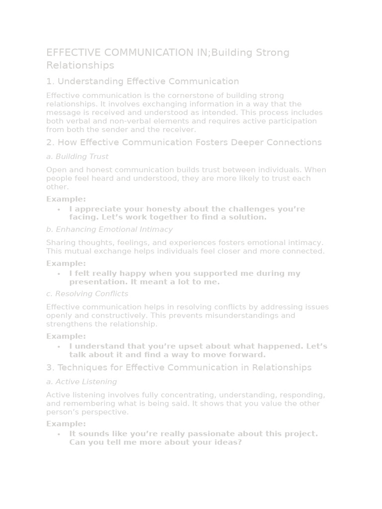 Effective Communication in Building Strong Relationships | PDF ...