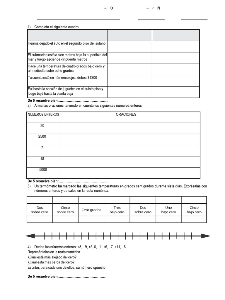 Integraci-N Enteros - Evaluativo | PDF