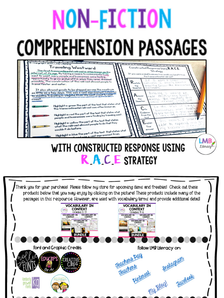 Comprehension Passages: With Constructed Response Using Strategy | PDF