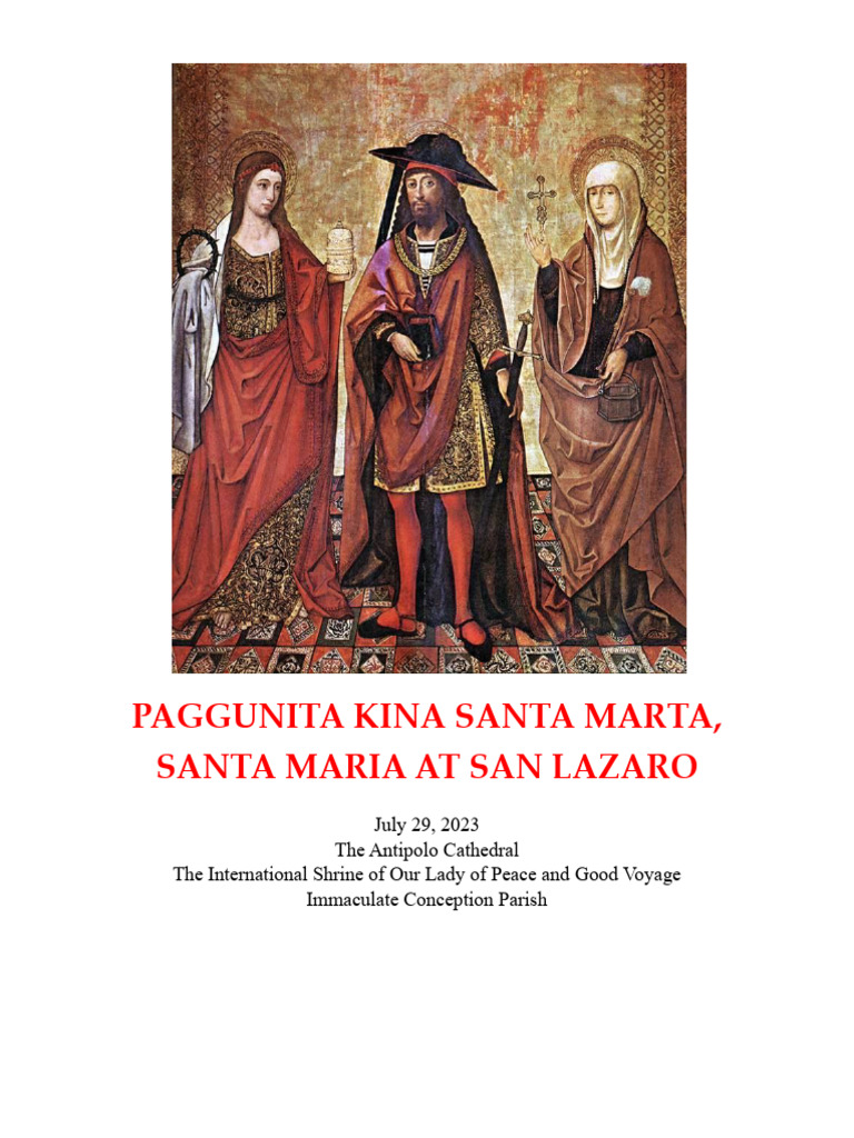 Paggunita Kina Santa Martha Santa Maria at San Lazaro | PDF