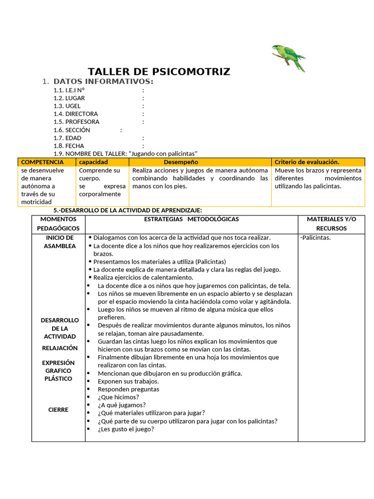 SESION de Aprendizaje Área Psicomotriz 01 DE JULIO | PDF | Modificación ...