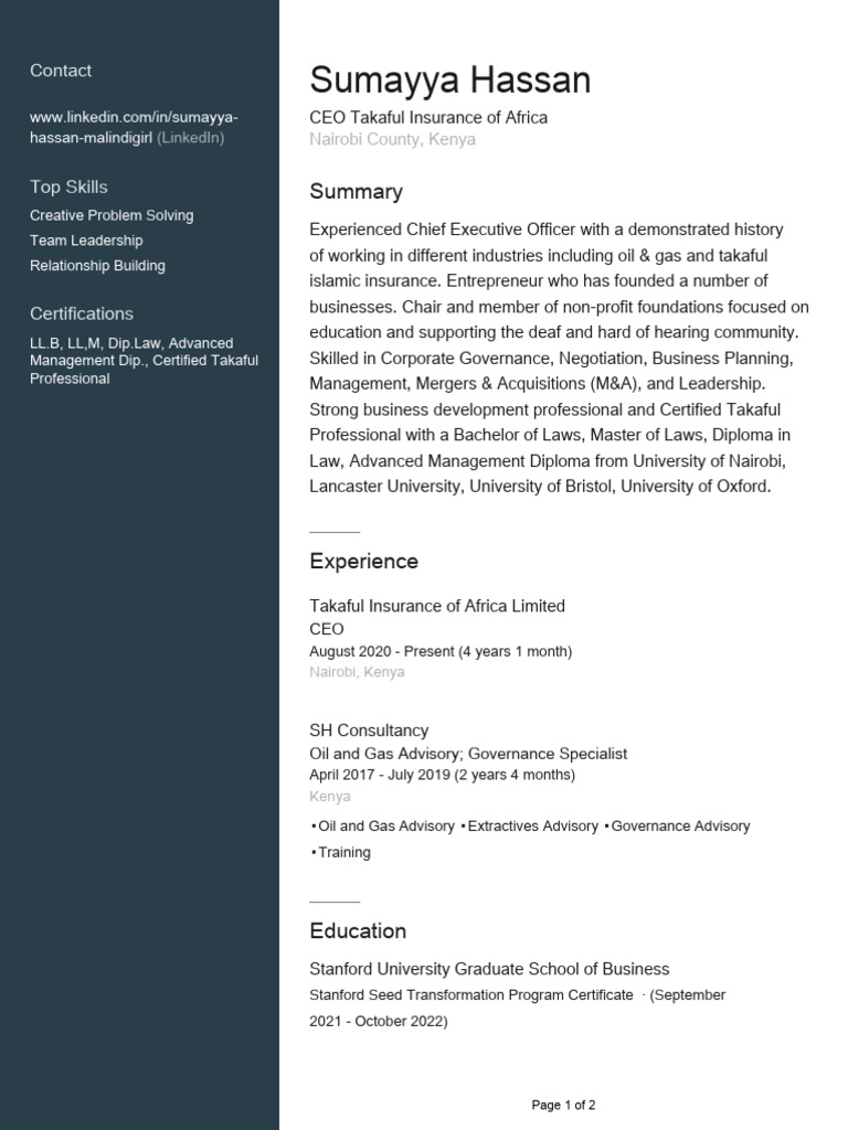 Mrs. Sumayya Hassan Profile | PDF