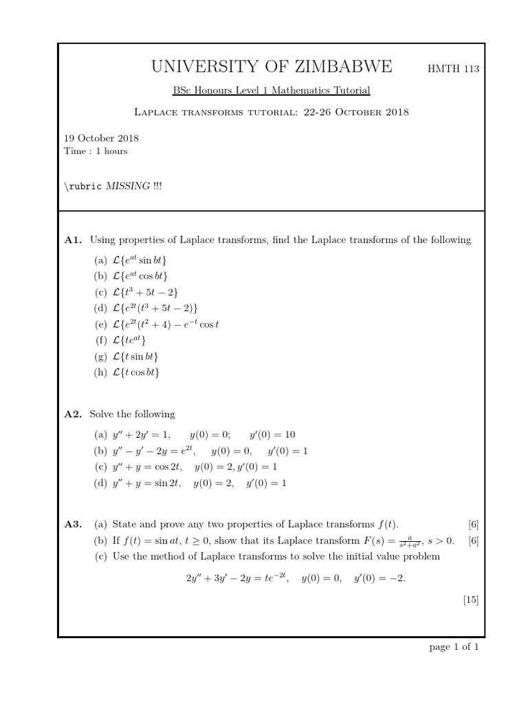 Laplace Transforms tutorial | PDF