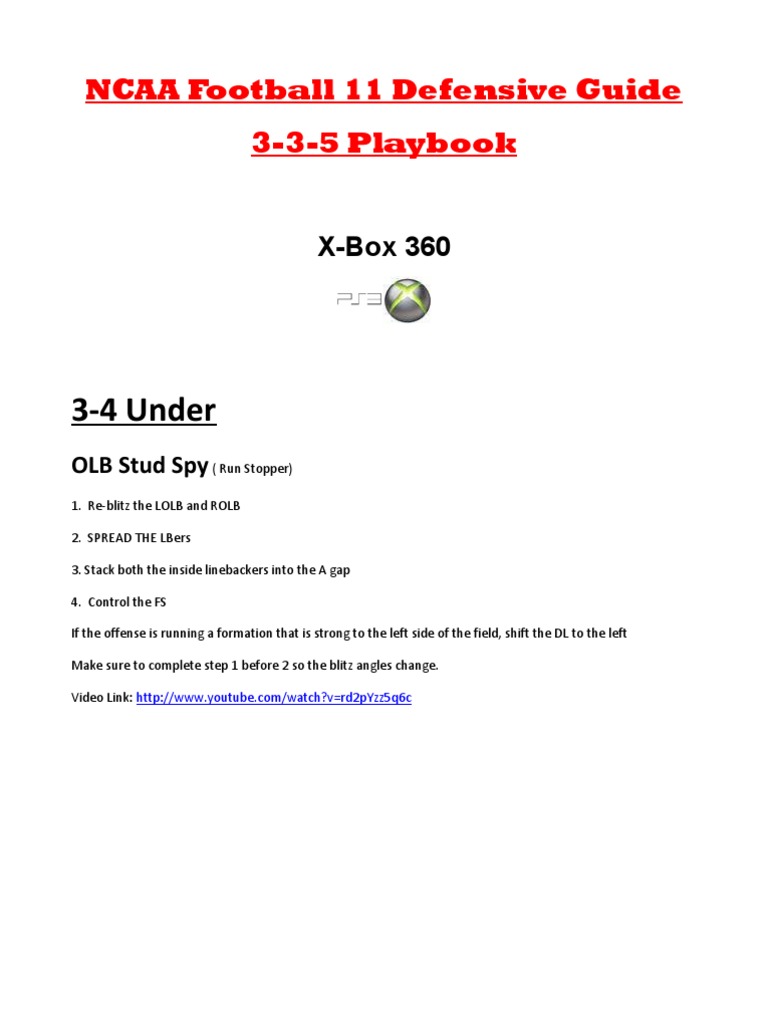 NCAA 2011 Defensive Playbook | Gridiron Football | American Football