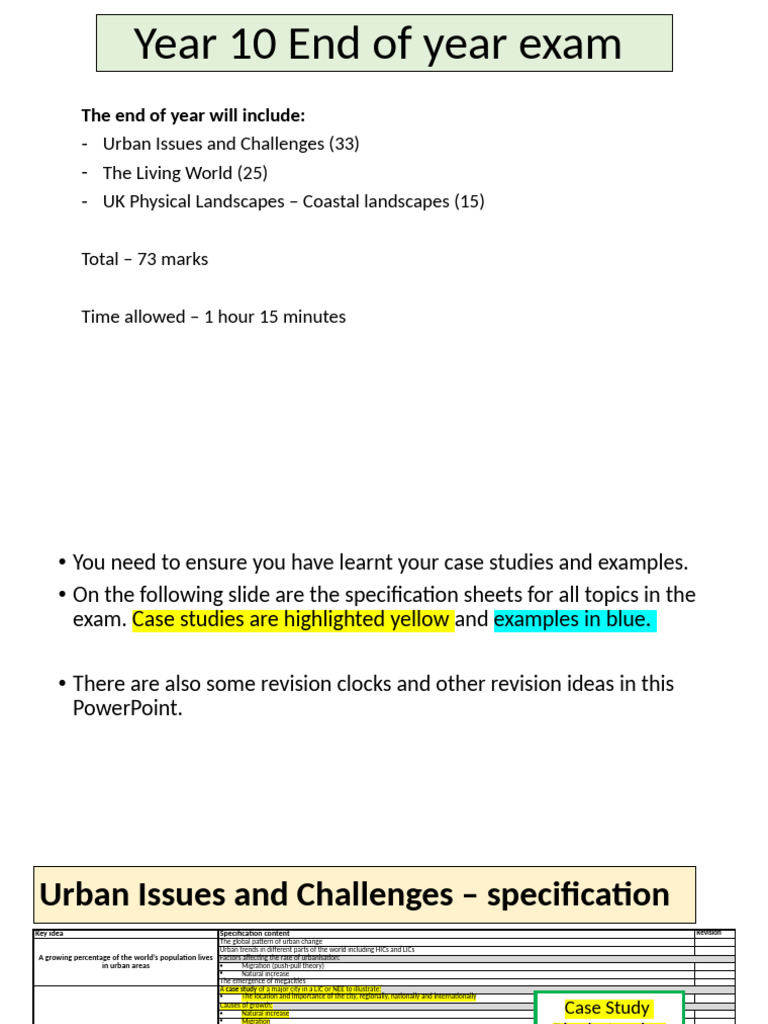 Year 10 End of Year Exam Info For Students 2024 | PDF