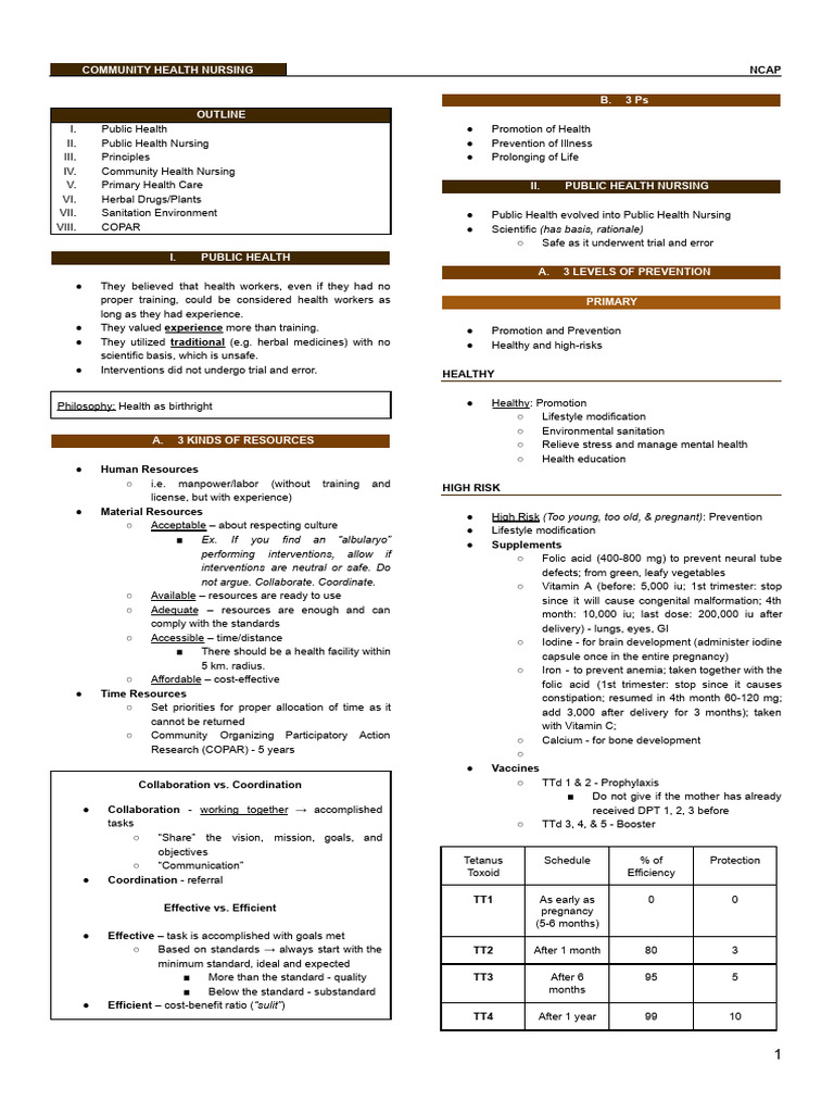 (Has Basis, Rationale) : Community Health Nursing B. 3 Ps | PDF