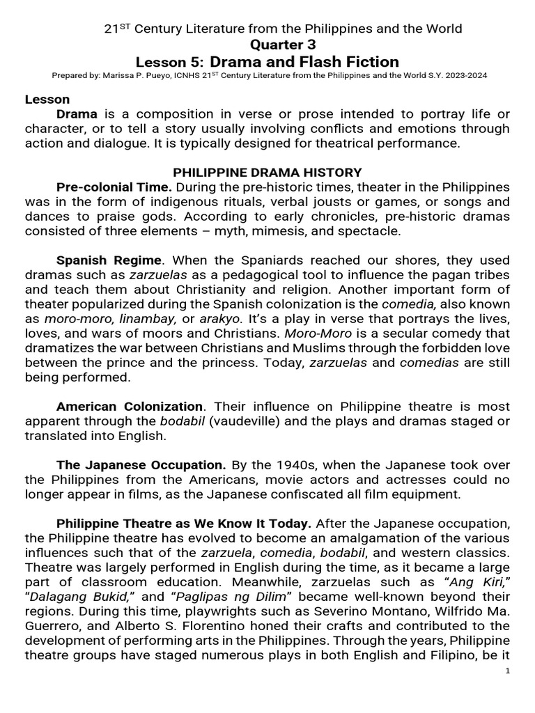 Lesson 5 Drama and Flash Fiction | PDF | Theatre | Art