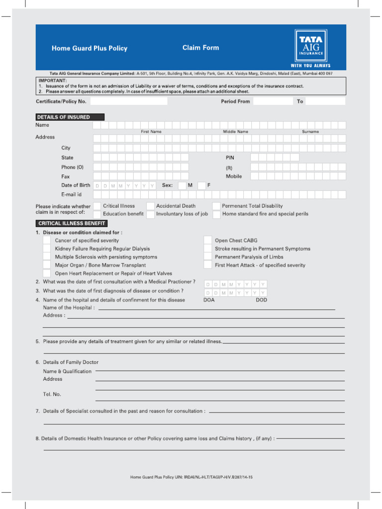 Claims Forms Home Guard Plus Claim Form - PDF 2cf7d859c3 | PDF