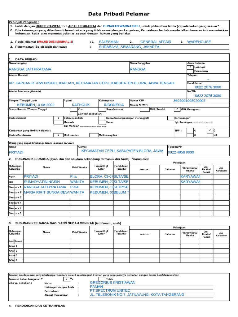Data Pelamar OL | PDF