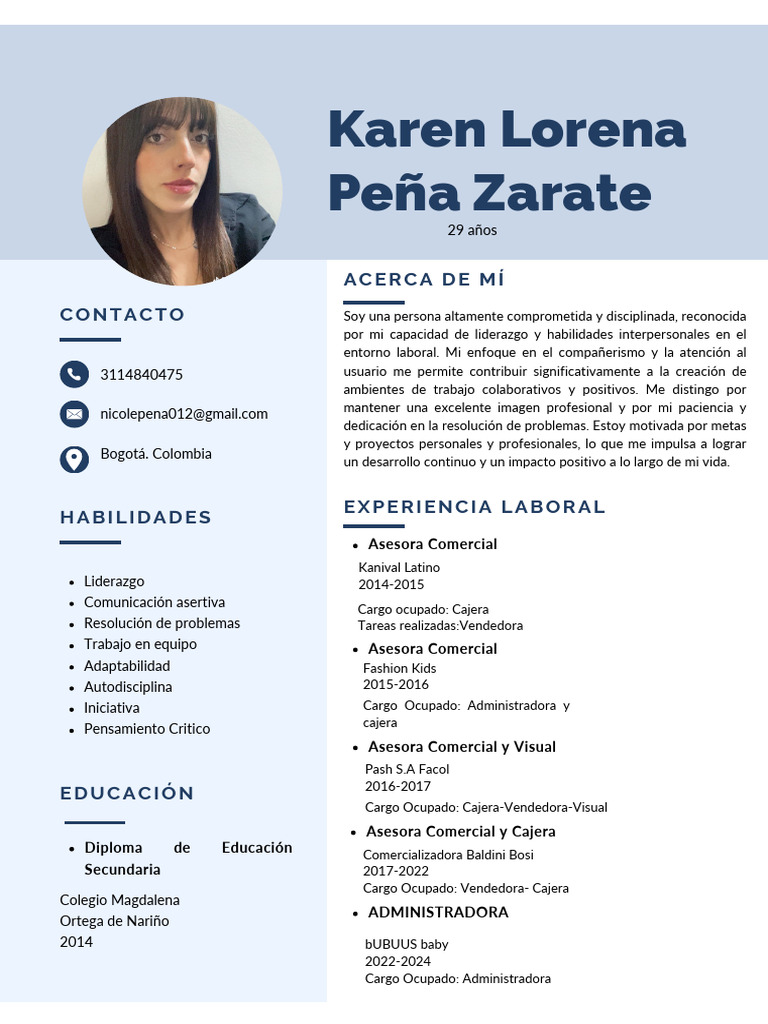 Currículum Vitae CV de Mujer Minimalista Azul | PDF Currículum Vitae CV de Mujer Minimalista Azul | PDF