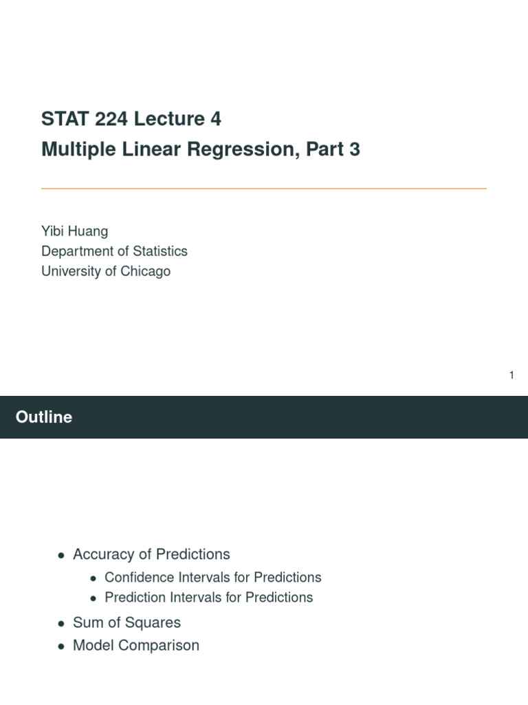 STAT 224 Lecture 4 Multiple Linear Regression, Part 3: Yibi Huang Department of Statistics ...