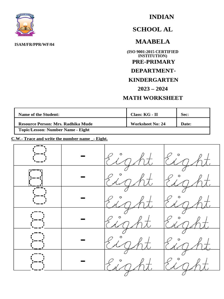 KG 2 Math Worksheet No.22 | PDF