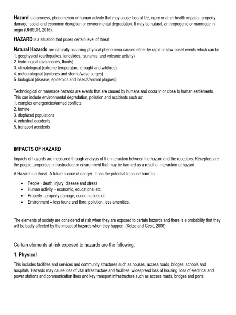 1 Hazard | PDF | Hazards | Social Science