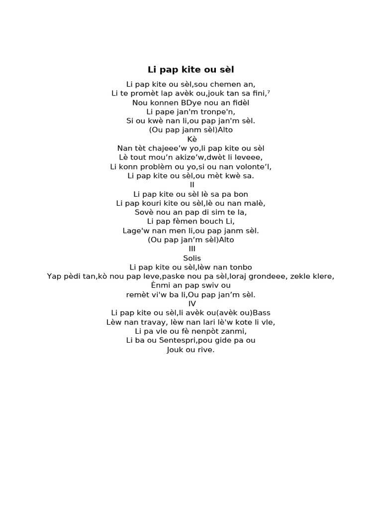 Li Pap Kite Ou Sèl | PDF