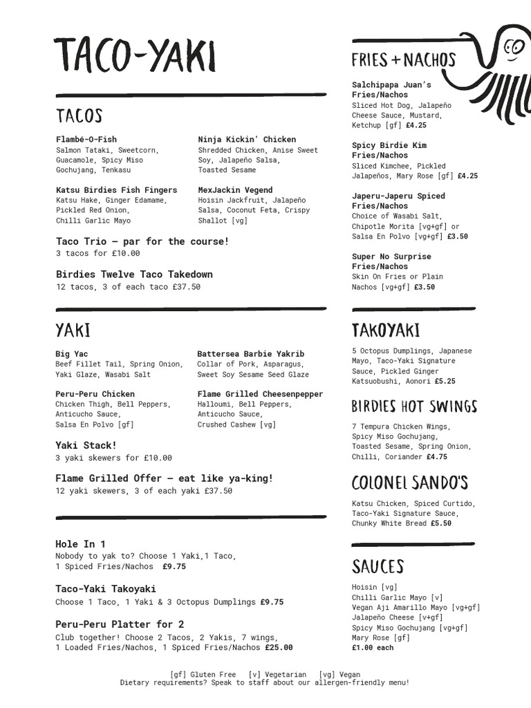 Taco Yaki Menu | PDF