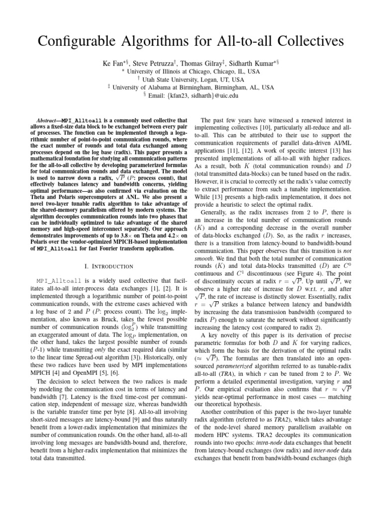 Configurable Algorithms For All-To-All Collectives | PDF