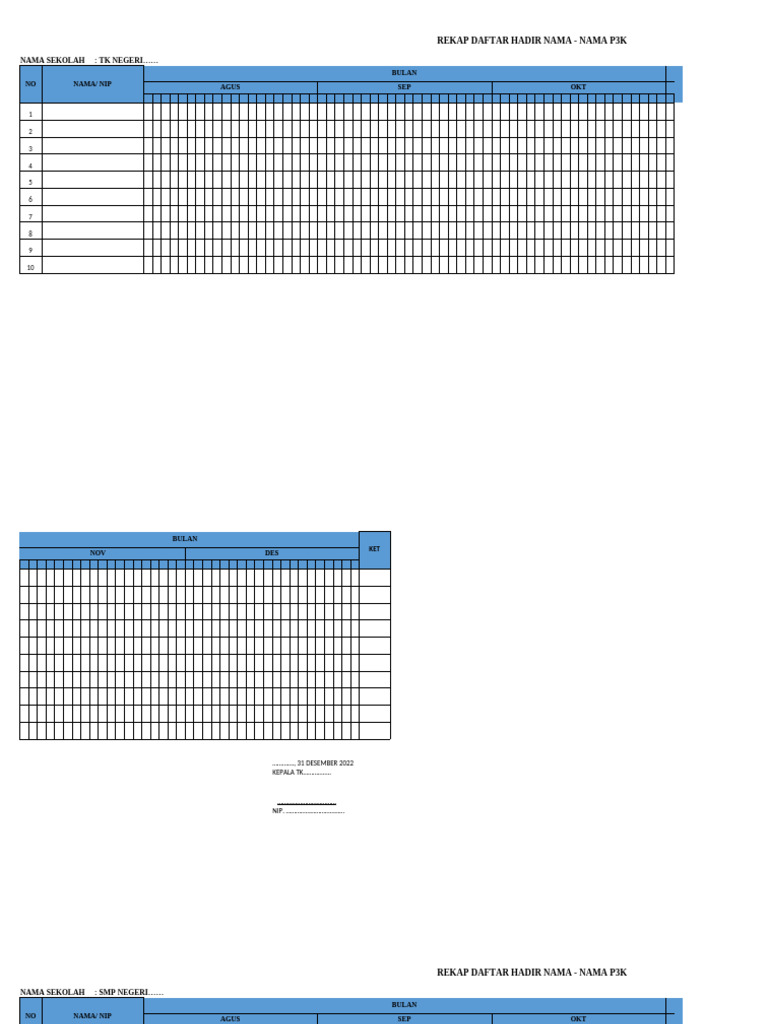 Daftar Hadir p3k 2023 Ok 01-1 | PDF