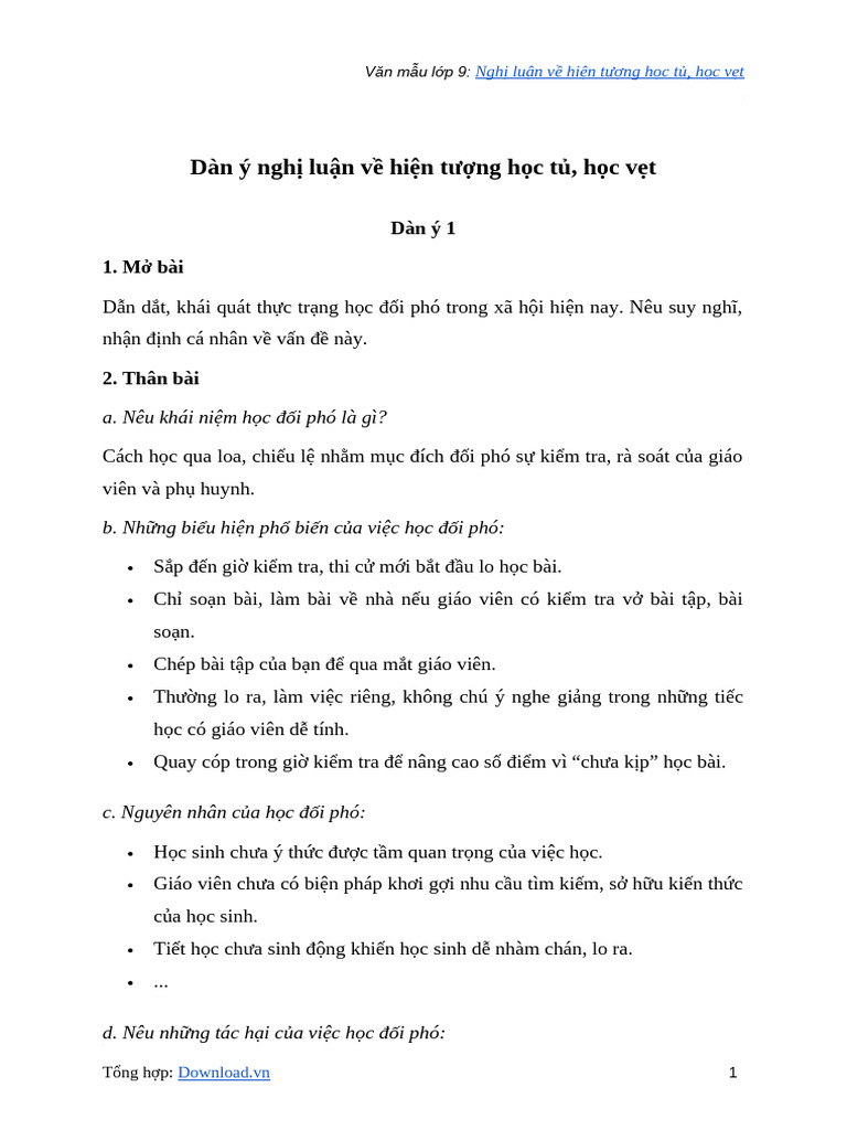 Nghi Luan Ve Hien Tuong Hoc Tu Hoc Vet | PDF