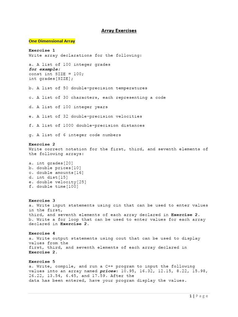 ArrayExercises | PDF
