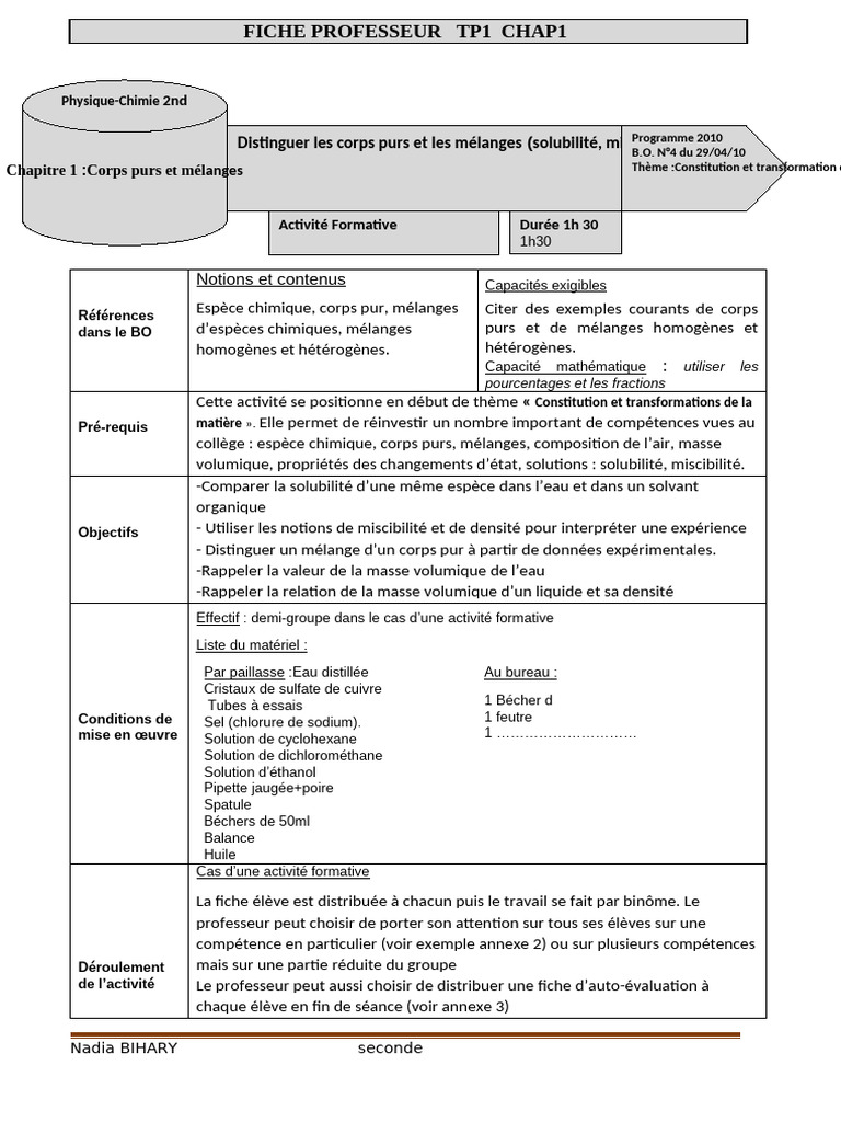Fiche Professeur TP 1 | PDF