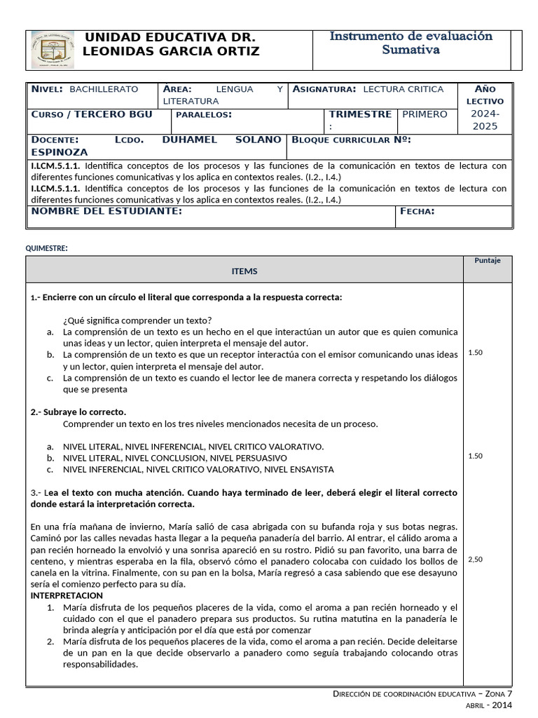 Eval - Lect. Critica 2024-25 | PDF