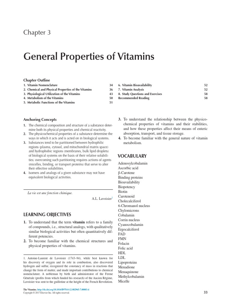 Chapter 3 - General Properties of Vitamins - 2017 - The Vitamins | PDF