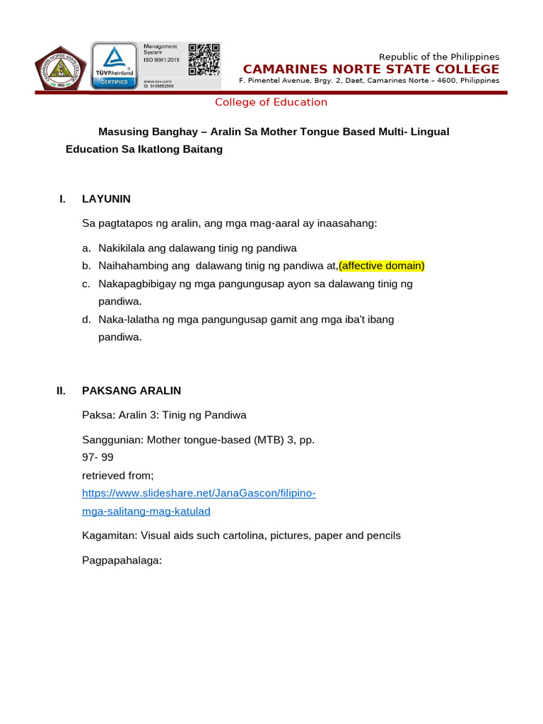 Banghay-Aralin-in-MTB-aralin-3 (1) | PDF