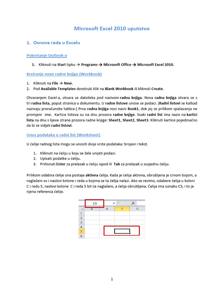 Excel Uputstvo | PDF