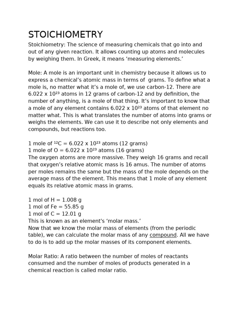 STOICHIOMETRY | PDF