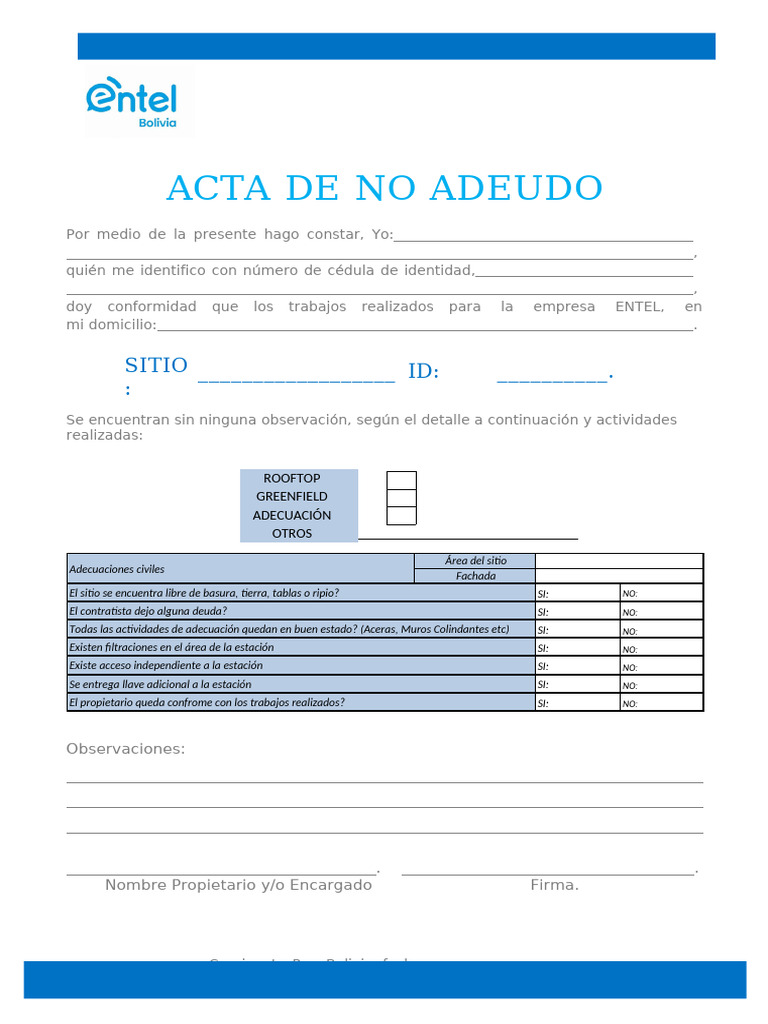 3. ACTA DE NO ADEUDO | PDF