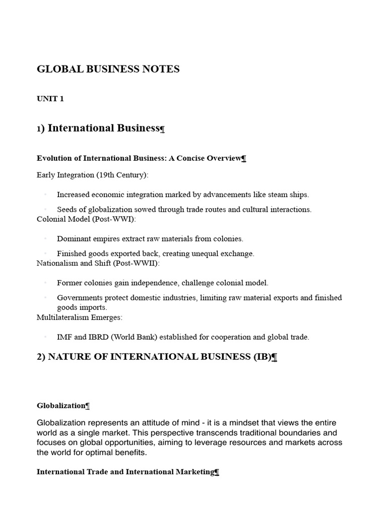 Global Business Notes | PDF