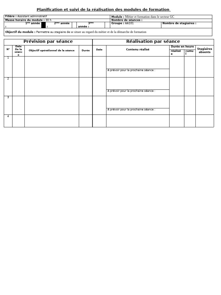 Planification Et Suivi de La Réalisation Des Modules de Formation | PDF